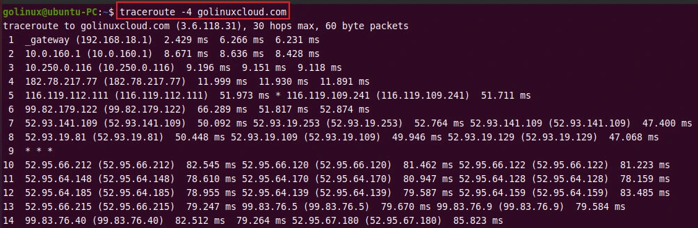 10+ traceroute command in Linux [Cheat Sheet] | GoLinuxCloud