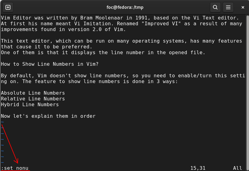 Show Line Numbers In Vim Absolute Relative Hybrid GoLinuxCloud